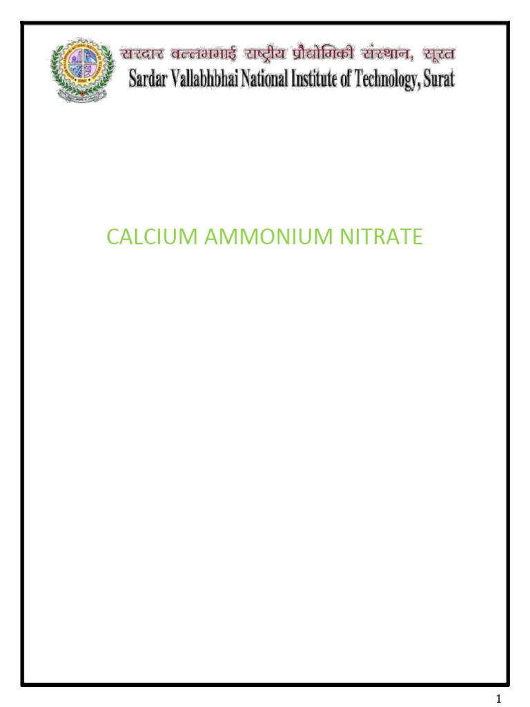 Calcium Ammonium Nitrate | PDF | Fertilizer | Ammonia