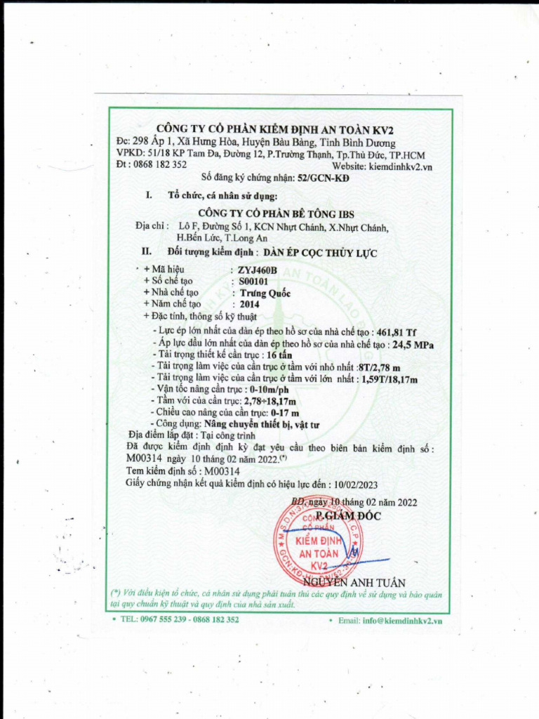 KIEM DINH KV2 - Dan Ep Coc Thuy Luc-Trang-2 | PDF