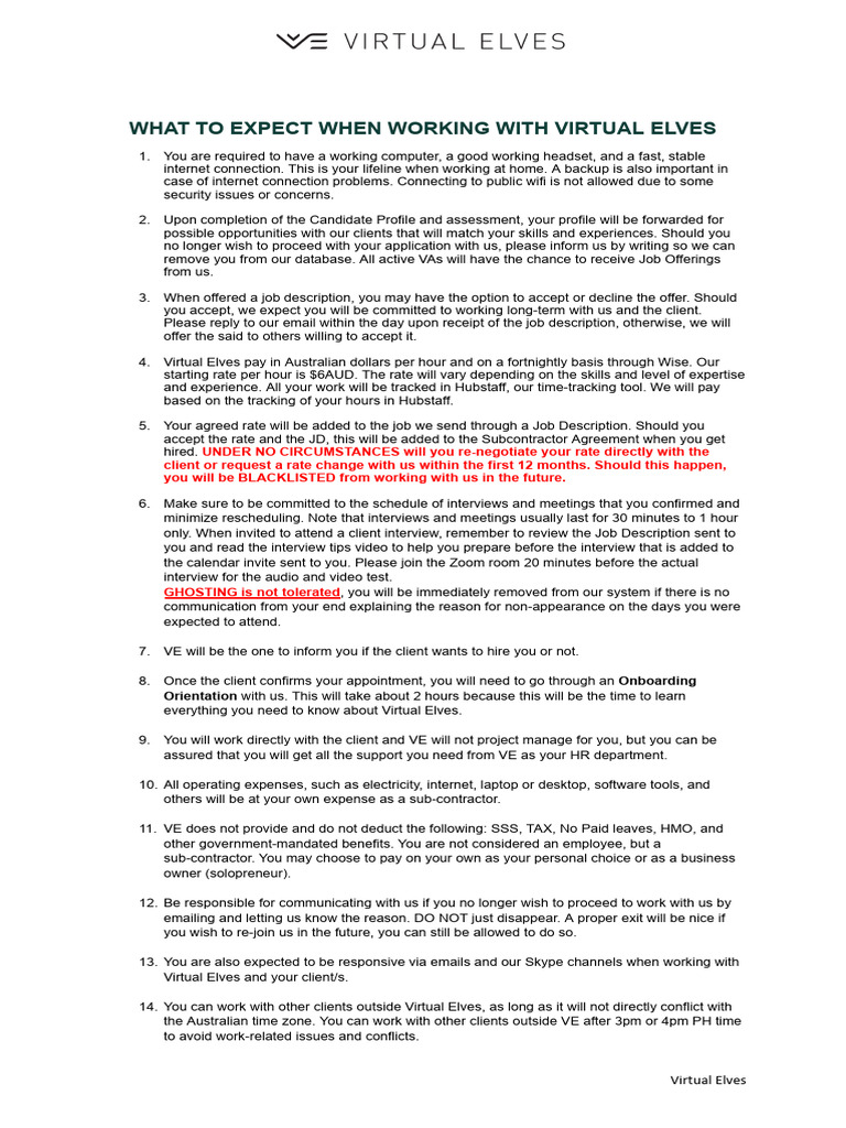 VE PHO What To Expect Document - (Name) | PDF