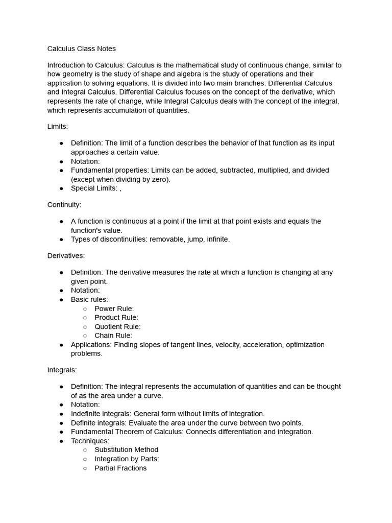 Calculus Class | PDF | Calculus | Integral
