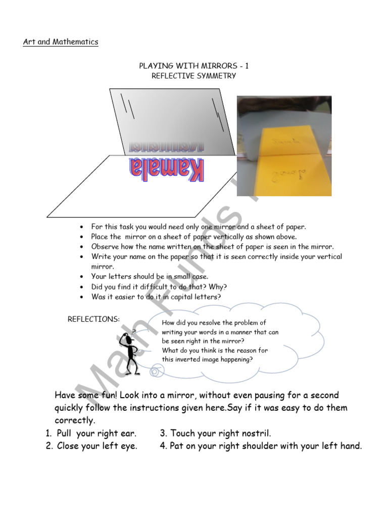 01 - Playing With Mirrors - Reflective Symmetry - .Text - Marked | PDF ...