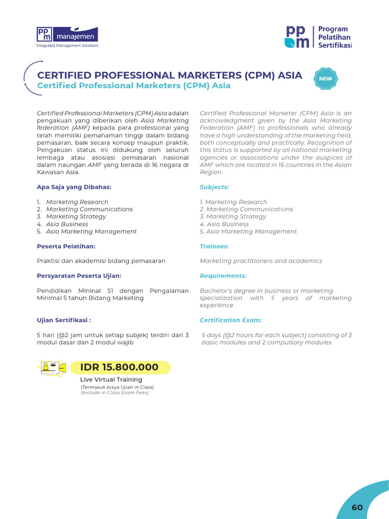 Certified Professional Marketers (CPM) Asia | PDF