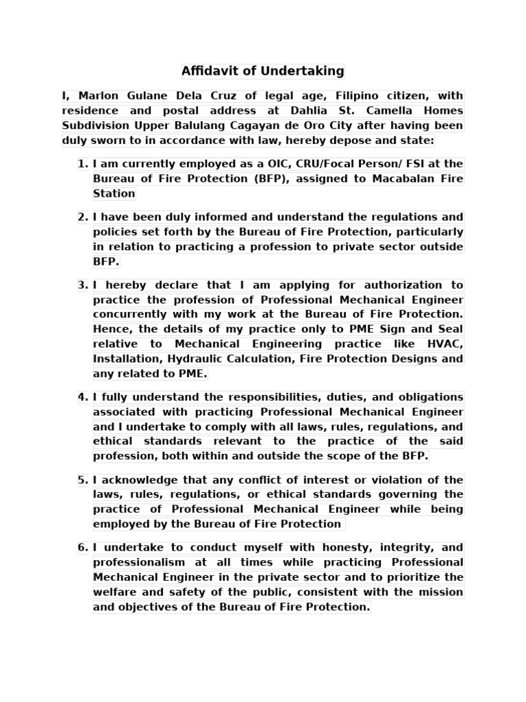 Affidavit for Mechanical Engineer Practice | PDF | Business | Justice