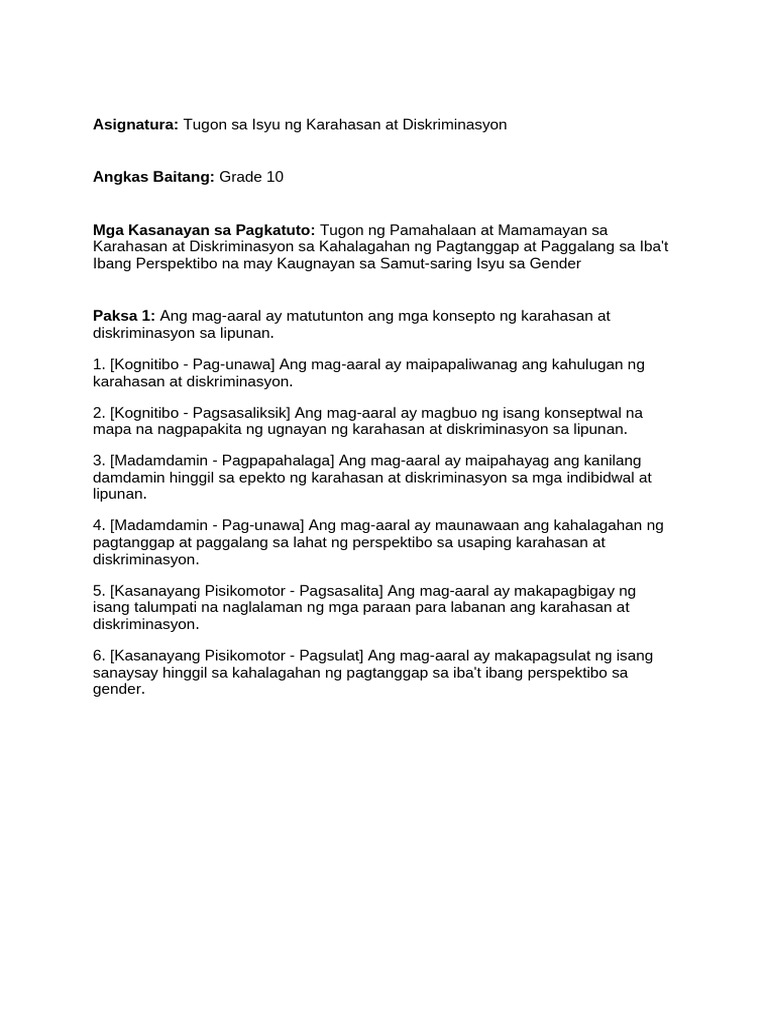 Learning Competency | PDF