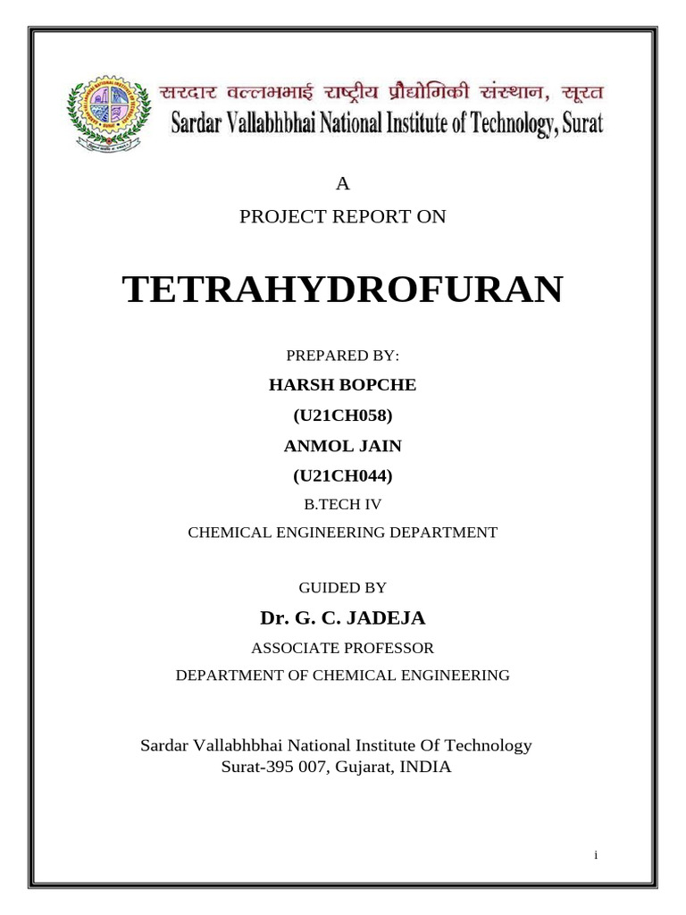 TETRAHYDROFURAN | PDF | Tetrahydrofuran | Distillation