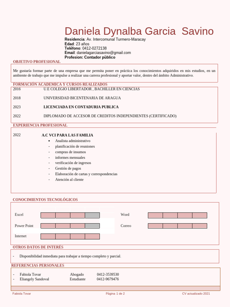 Último Currículum Fabiola 2024 | PDF