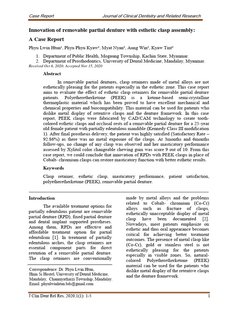 Innovation of Removable Partial Denture | PDF | Dentures | Dentistry Branches