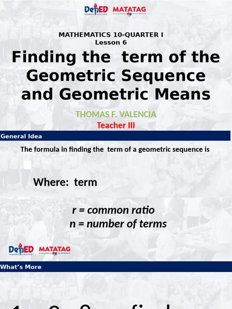 6. Find the Nth Term of a Geometric Sequence and Geometric Mean | PDF