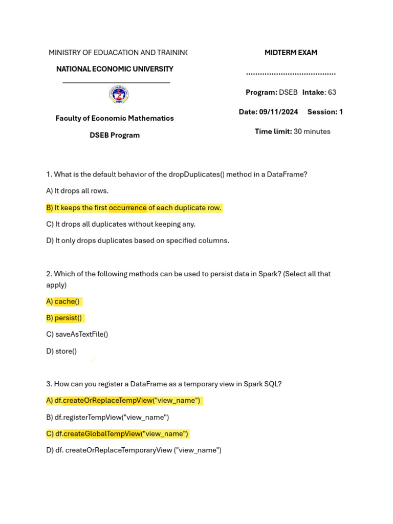 Midterm Exam Multiple Choice | PDF | Computing | Databases
