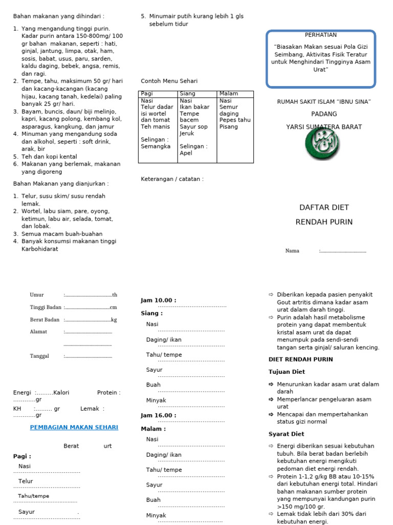 Leaflet Rendah Purin | PDF