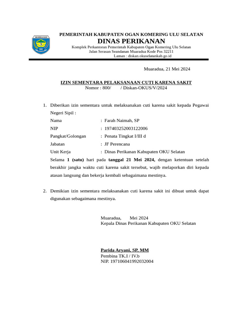 Surat Ijin Cuti | PDF