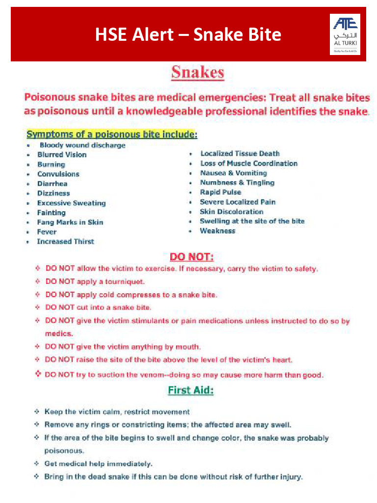 HSE Alert - Snakes | PDF