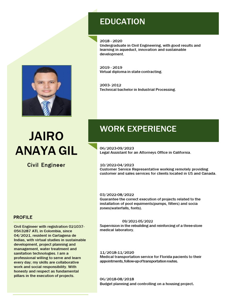Jairo Anaya Cv Ing Civil | PDF