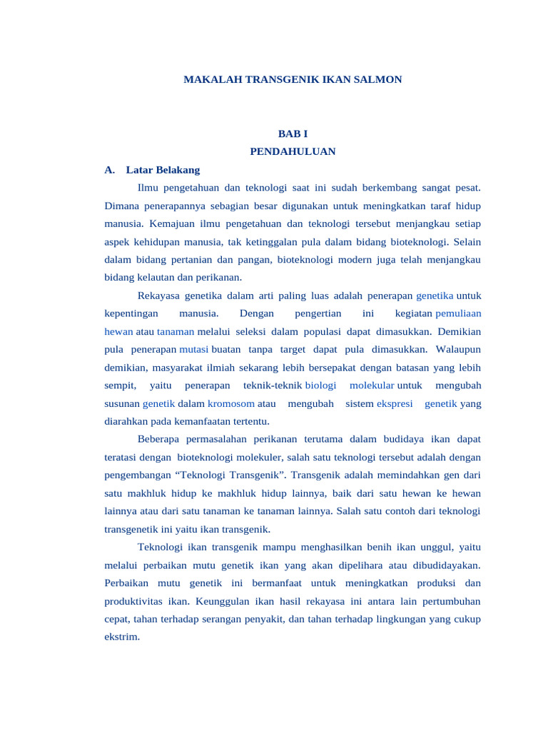 Rekayasa Genetik pada Salmon Transgenik | PDF