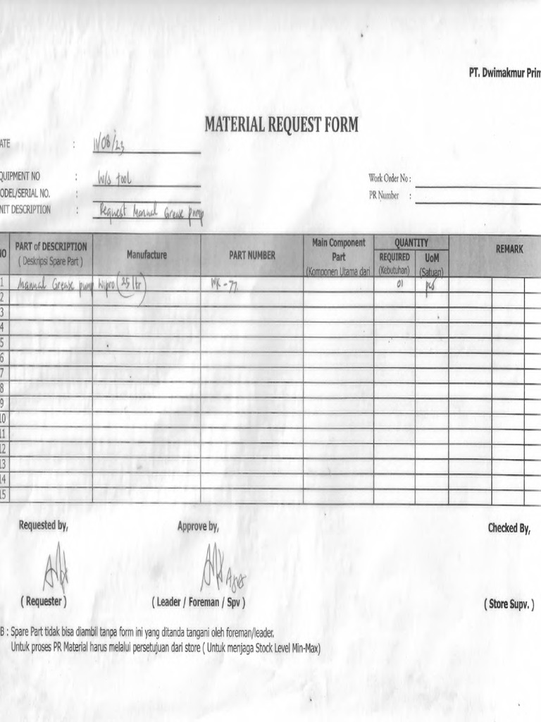 MR Req Manual Grease Pump | PDF