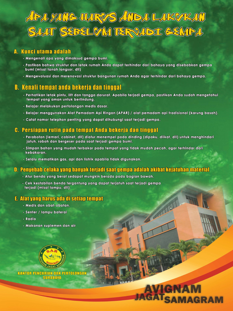 Poster Langkah Sebelum Gempa | PDF