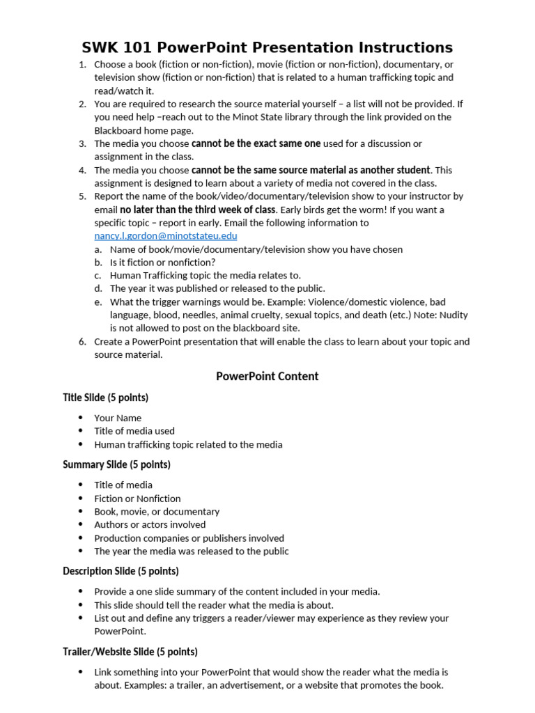SWK 101 PowerPoint Presentation Instructions | PDF | Microsoft Power Point | Apa Style