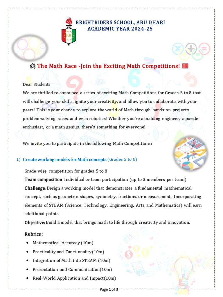 The Math Race-Activity | PDF | Mathematics | Creativity