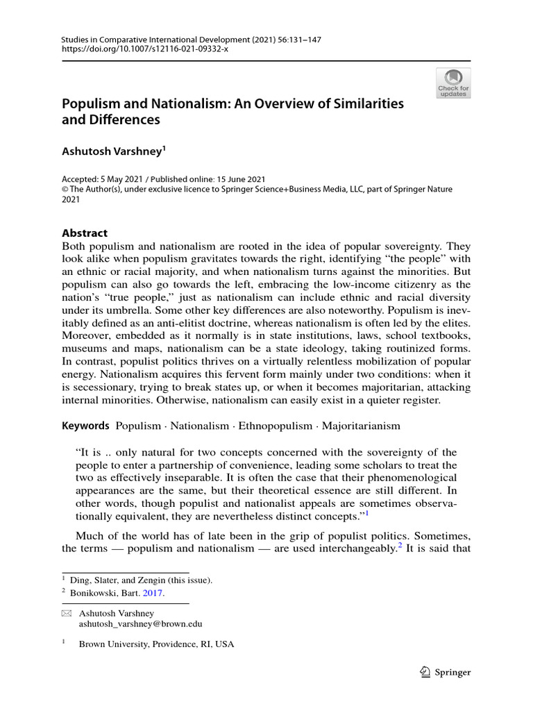 Populism vs. Nationalism: Key Differences | PDF | Populism | Nationalism
