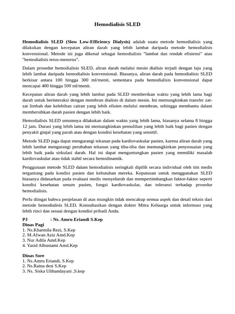 Hemodialisis SLED | PDF