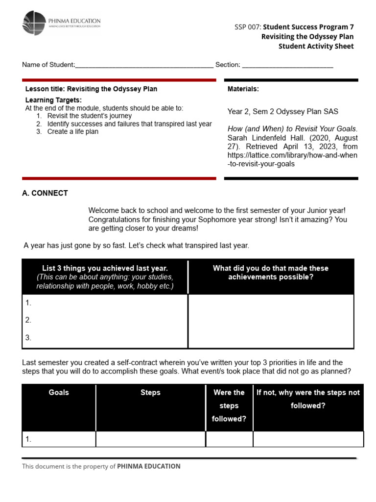 SSP 007 - Odyssey Plan (Sas) | PDF | Cognitive Science | Behavior Modification