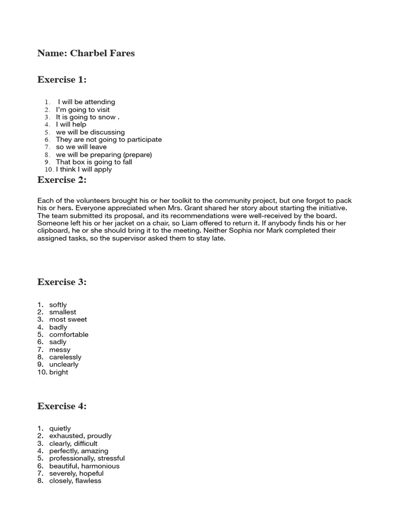 English Grammar Exercises and Examples | PDF