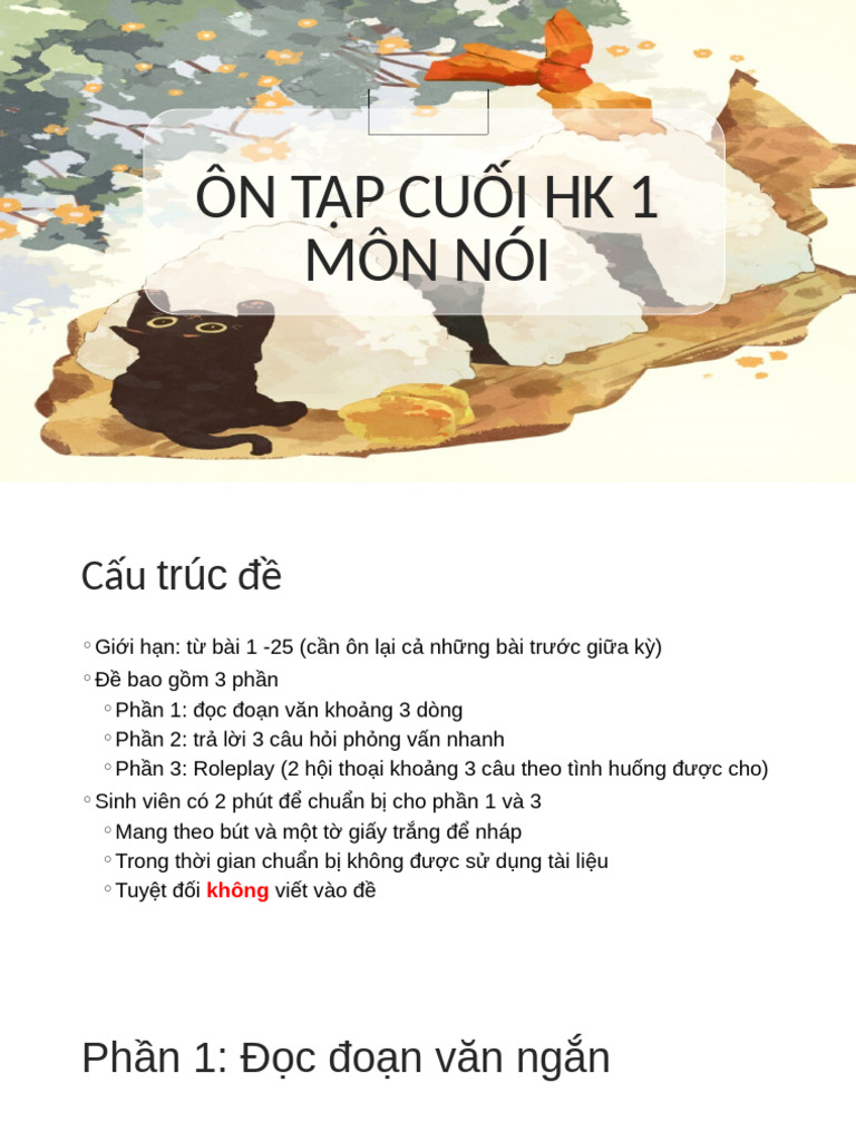 Ôn tập nói cuối HK1 | PDF