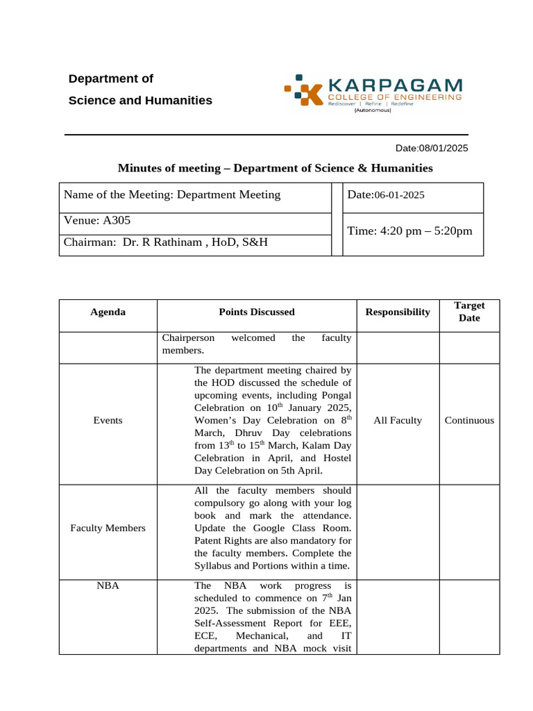 dept meeting minutes | PDF