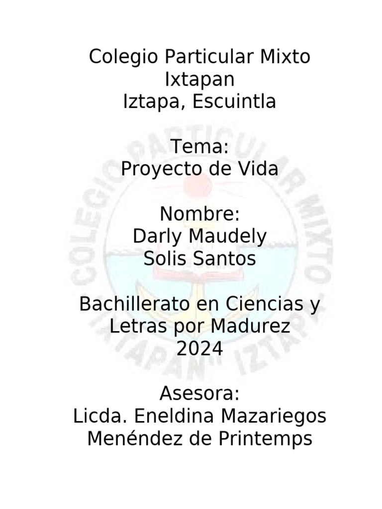 Proyecto de Vida de Darly Solís 2024 | PDF | Amor | Experiencia