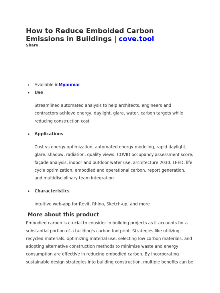 How To Reduce Emboided Carbon Emissions in Buildings | PDF | Life Cycle ...