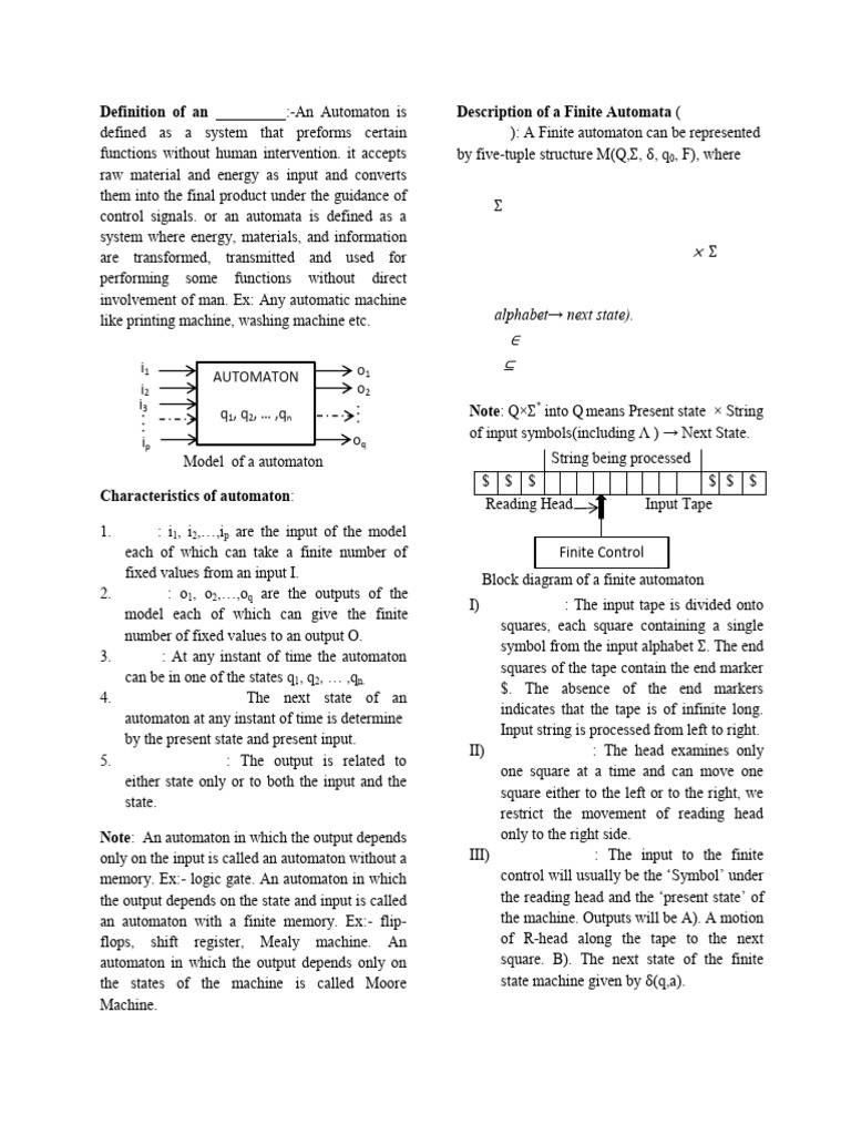 Automata Unit1 | PDF | Automata Theory | Mathematical Logic