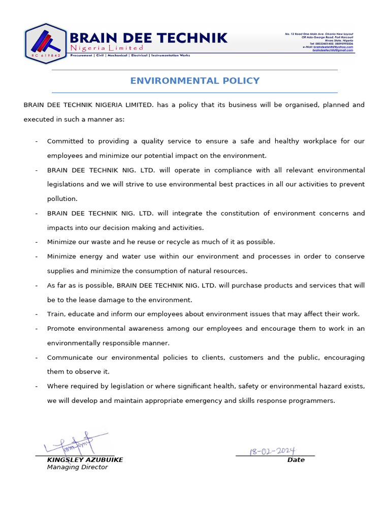 1.2. Policy Statements | PDF | Waste | Waste Management