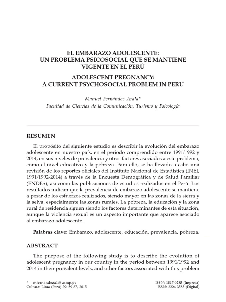 RCU - 29 - El Embarazo Adolescente Un Problema Psicosocial Que Se ...