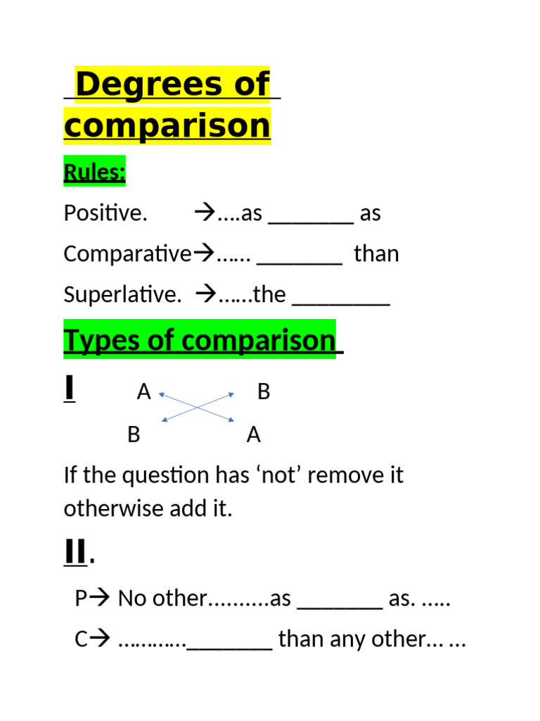 degrees of comparison questions | PDF