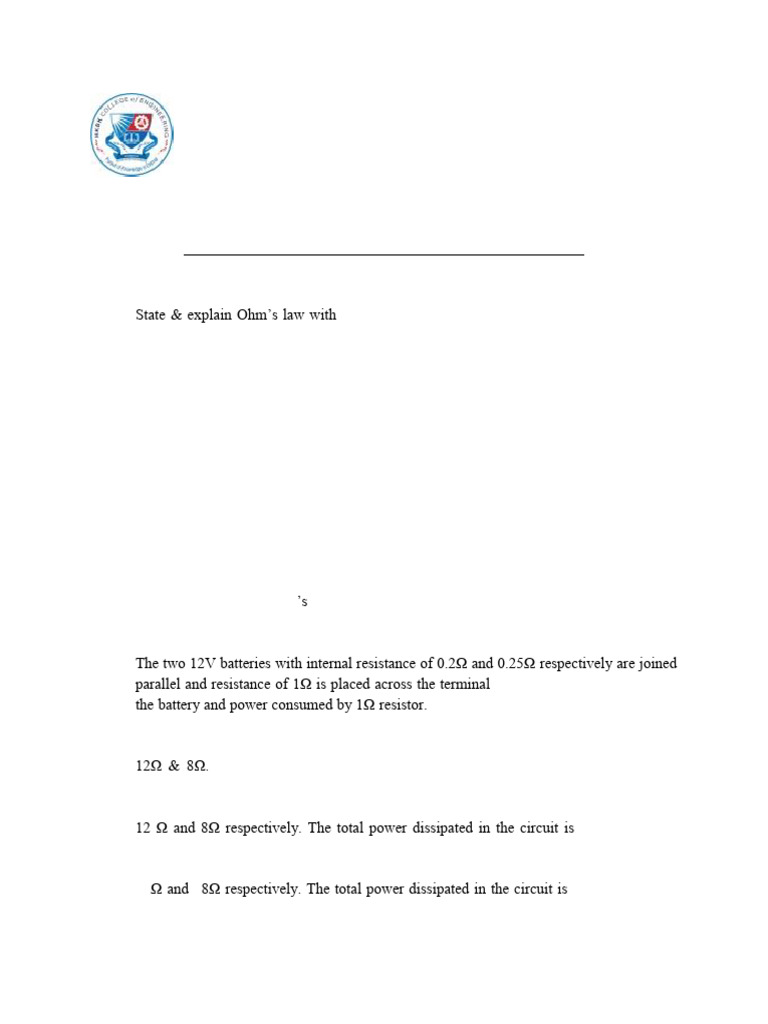 BESCK104B - Question Bank Module 1 | PDF | Series And Parallel Circuits ...