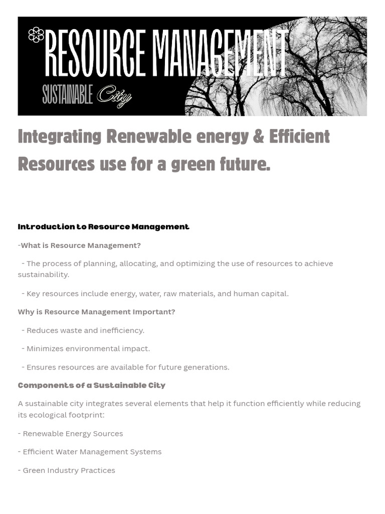 Presentation On Resource Management in A Sustainable City | PDF ...