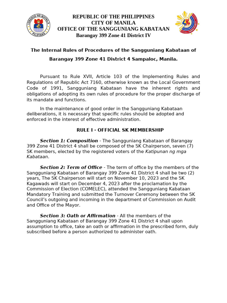 The Internal Rules of Procedures of SK | PDF | Government
