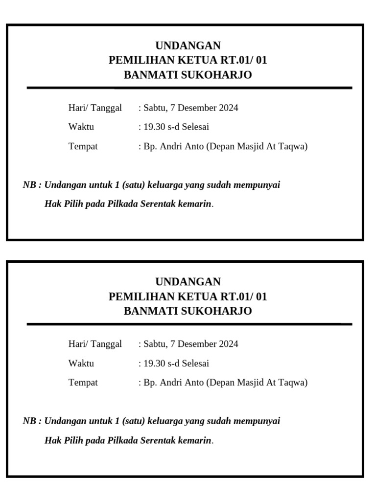 UNDANGAn Pemilihan Ketua RT | PDF