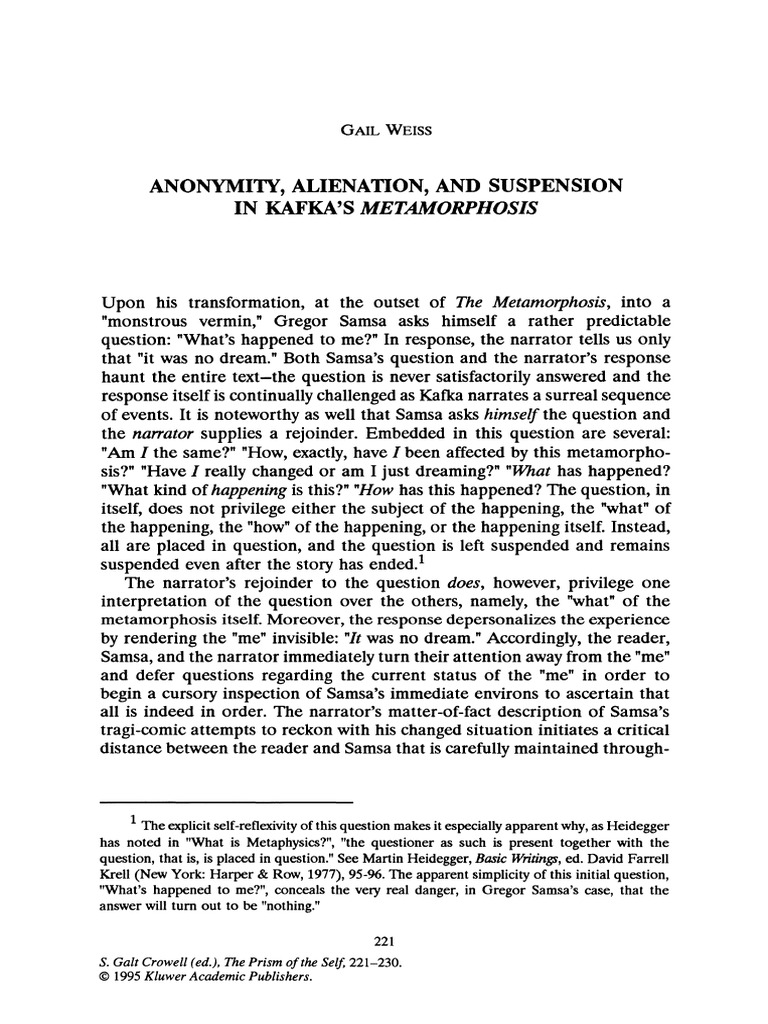 Kafka's Metamorphosis: Alienation & Identity | PDF | The Metamorphosis