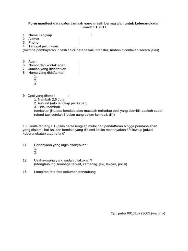 Form Manifest-1 | PDF