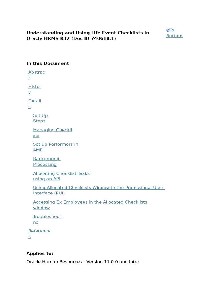 Checklists in Oracle HRMS R12 | PDF | Computing | User (Computing)