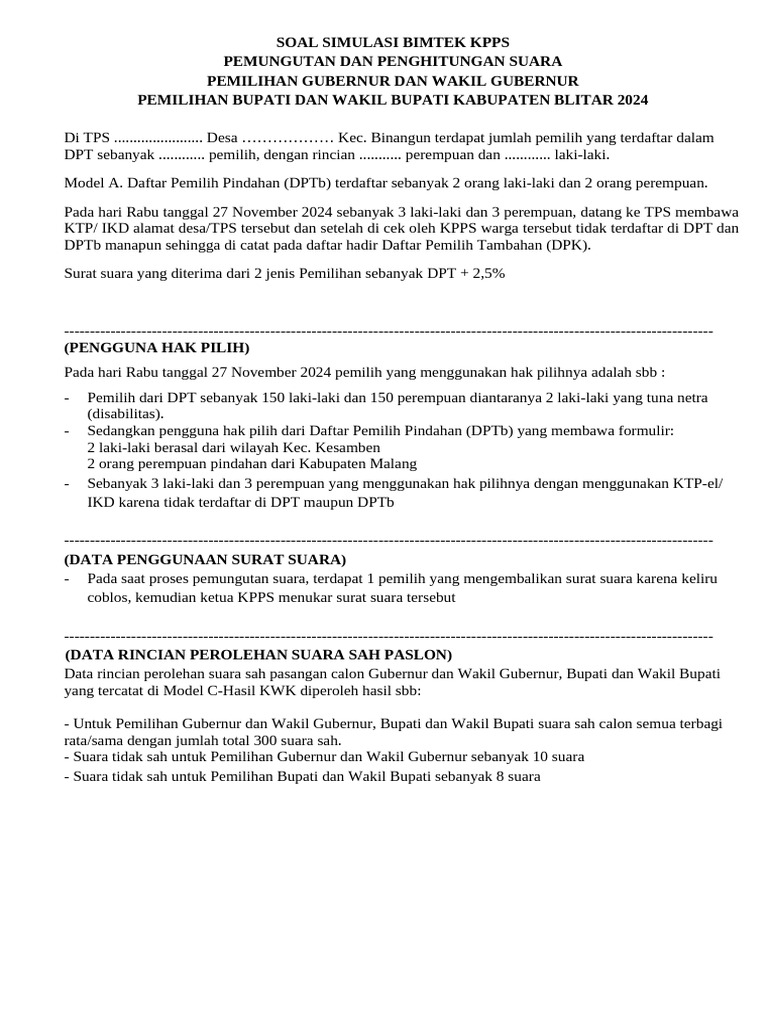 Soal Simulasi Pilkada 2024 | PDF