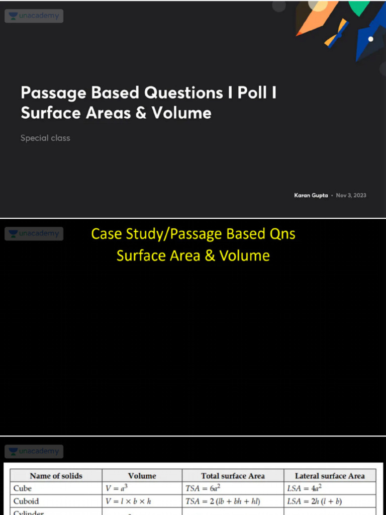 Passage Based Questions I Poll I Surface Areas Volume No Anno | PDF