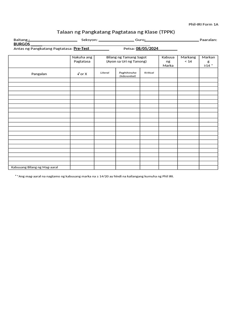 PHIL-IRI-FORMS-FIL (1) | PDF