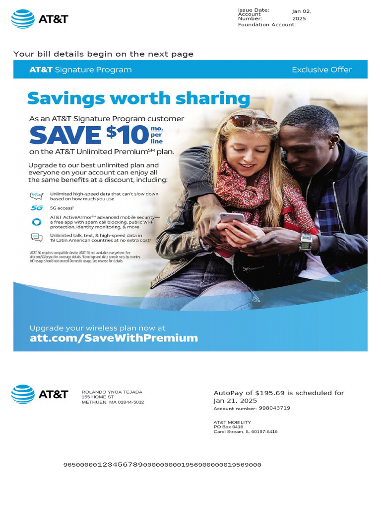 Wireless Sample Bill Guide1 | PDF | Fee | At&T