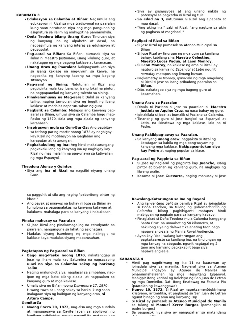 KABANATA 3-10 rizal | PDF