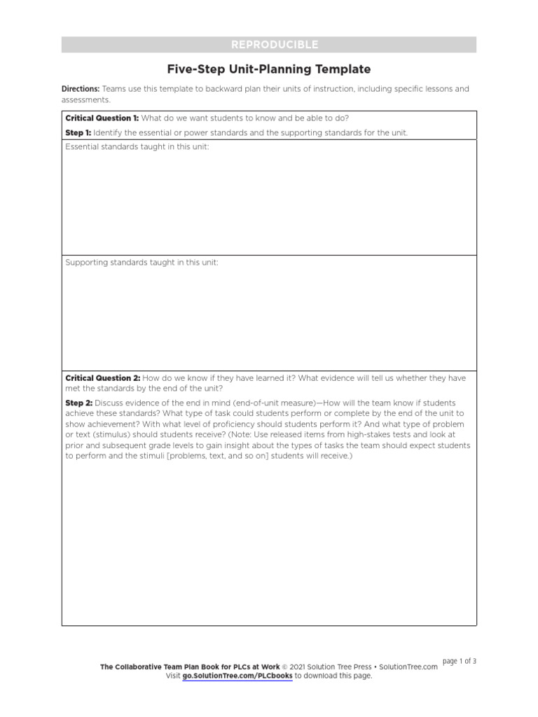 Five Stepunit Planningtemplate | PDF | Learning | Human Communication