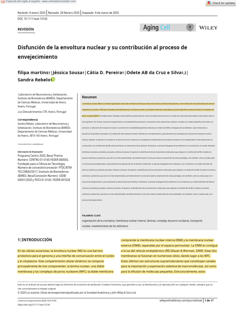 Seminario 5 - Aging Cell - 2020 - Martins - Nuclear Envelope ...