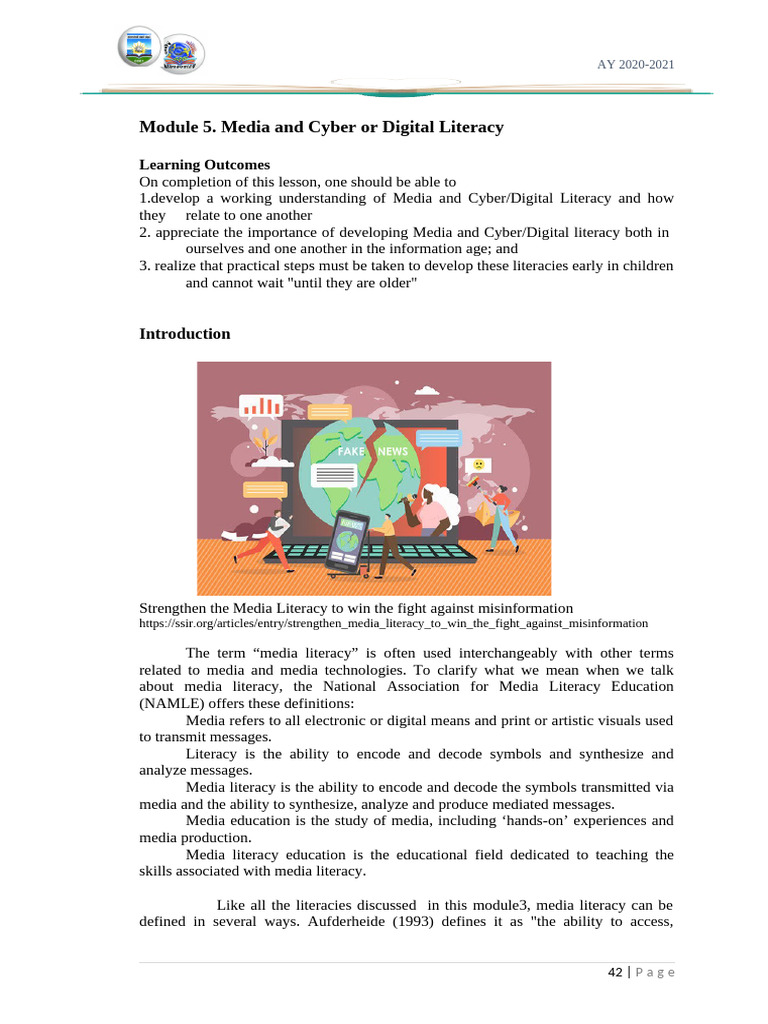 Module 5 Media and Cyber or Digital Literacy | PDF | Literacy ...