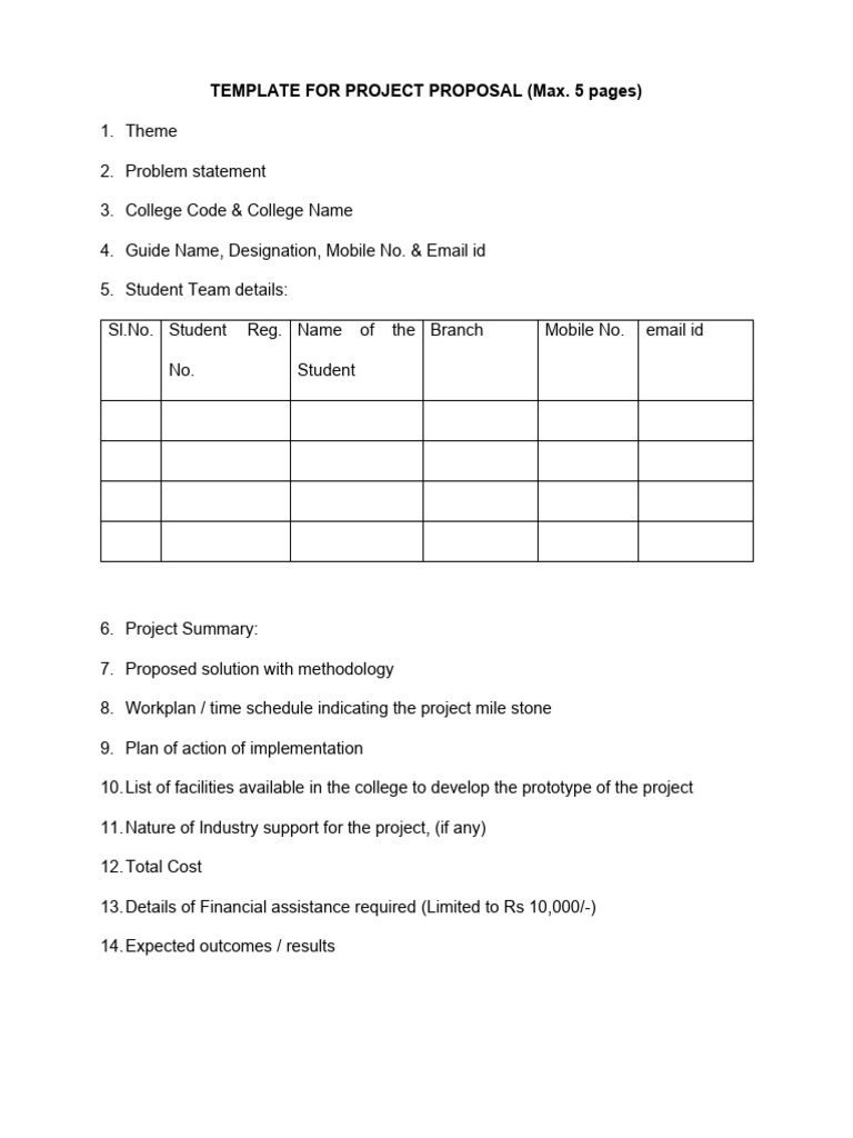 Annexure - III TEMPLATE FOR PROJECT PROPOSAL | PDF